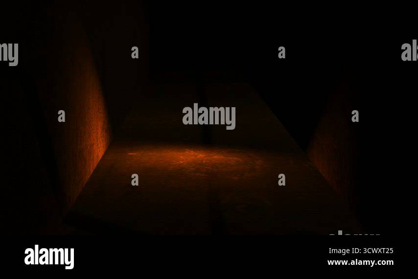 walking in spooky space with low light - Horror scene animation Stock ...