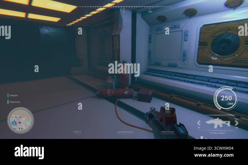 Mock Up 3D animation of space shooter game with winner graphics at the ...