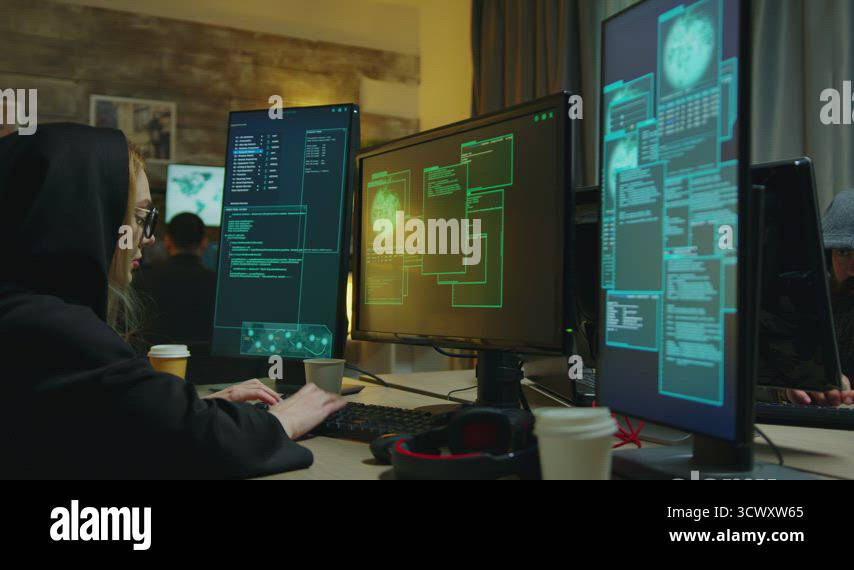 Angry hacker girl after a failed attempt to hack the government Stock ...