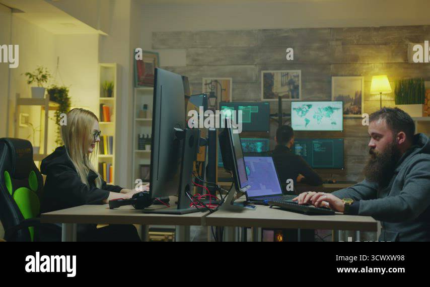 Dangerous hacker with his team doing cyber crimes Stock Video Footage ...