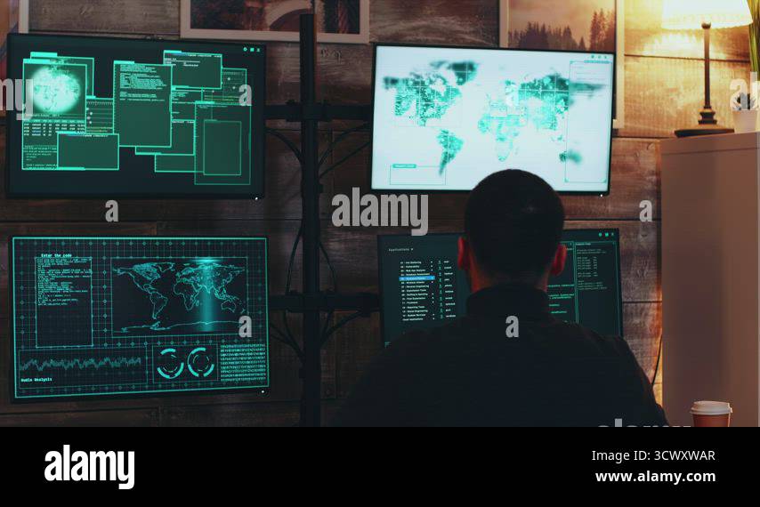 Male and girl hacker working together to break a secured database Stock ...