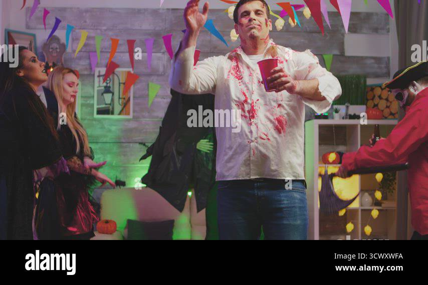 Drunk dangerous zombie celebrating halloween Stock Video Footage - Alamy