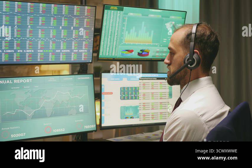 Zoom in shot of stock market broker talking with investors Stock Video ...