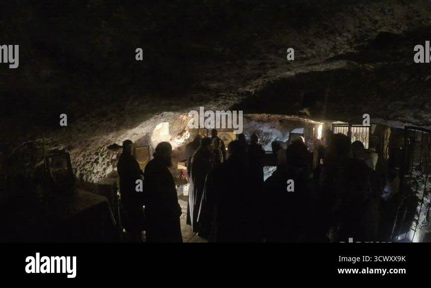 BETHELHEM, ISRAEL -circa MAY, 2017: The crypt in the cave under the ...