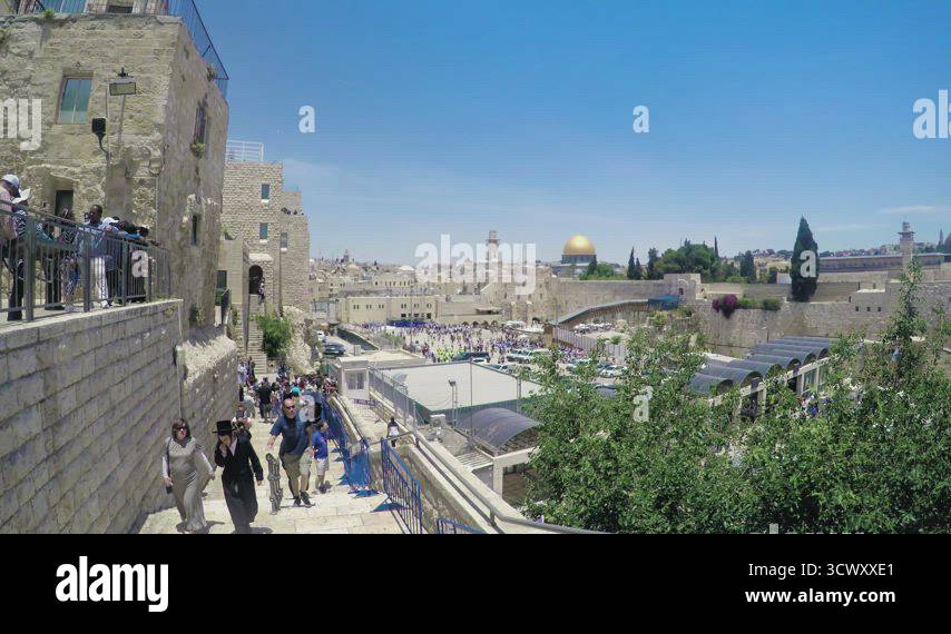 JERUSALEM, ISRAEL - circa JUN, 2017: Timelapse of people moving near ...
