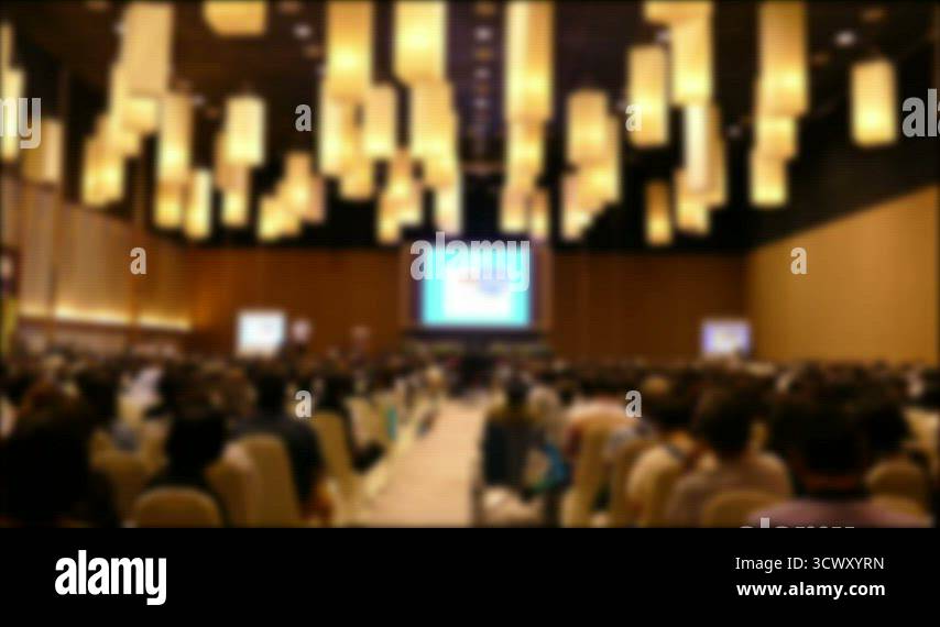 people in modern conference hall interior. Audience in seminar room ...