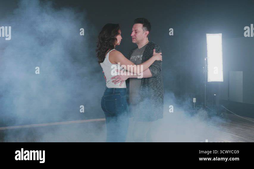 Dynamic gymbal shot of a couple performing kizomba dance moves Stock ...