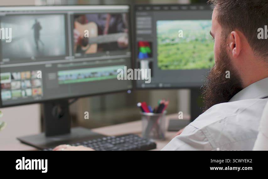 Over the shoulder shot of content creator working Stock Video Footage ...