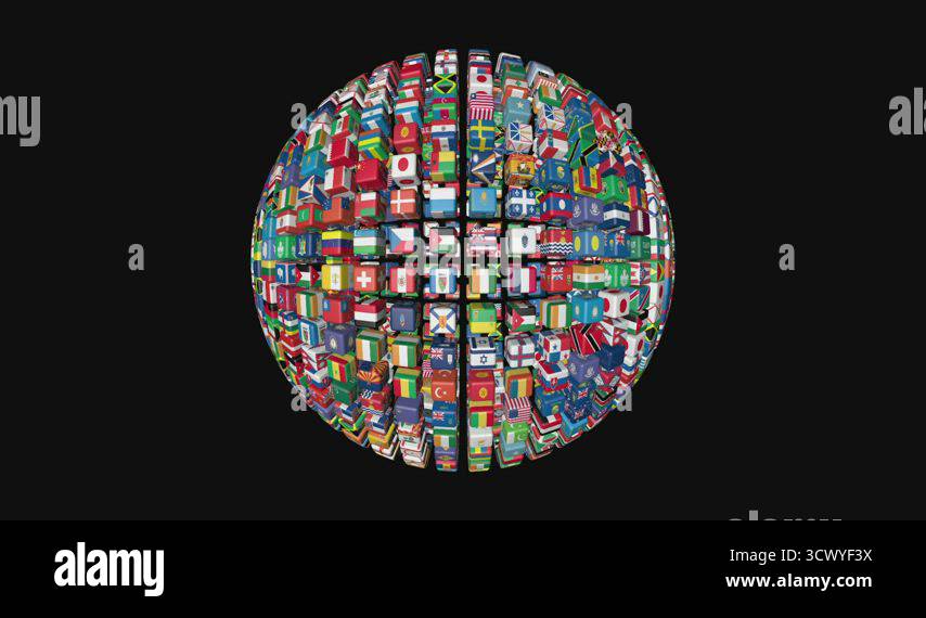 Flags of the World Sphere Rotating, Alpha Channel Stock Video Footage ...