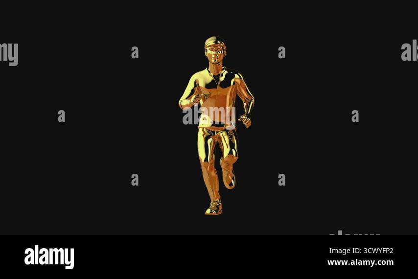 Golden runner seamless loop front view, Alpha Channel Stock Video ...