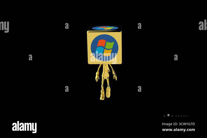 Golden boy with OS Windows icon head dancing, seamless loop, seamless loop, black Stock Video ...