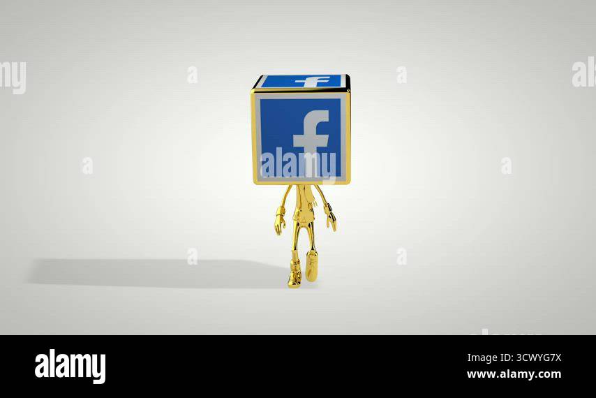 Golden boy with Facebook icon head dancing, seamless loop, Luma Matte attached Stock Video ...