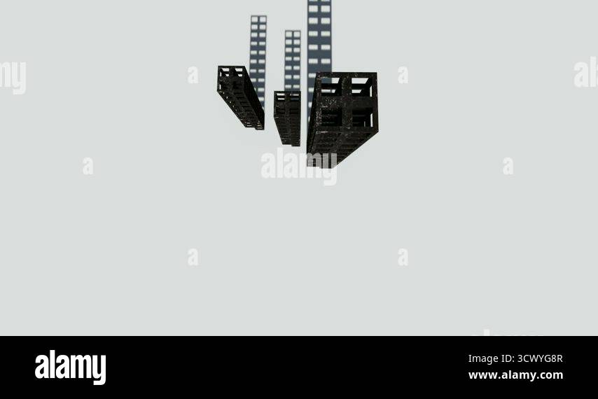 Sight below modern abstract girder construction. 3d render animation ...