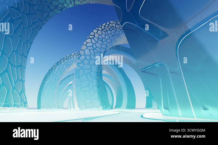 Abstract Architecture. Concept of organic architecture.3D animation and ...