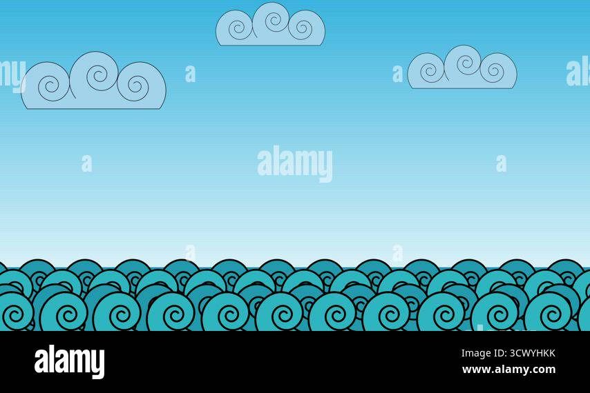 animation - cartoon .Airplane crash in the ocean waves Stock Video ...