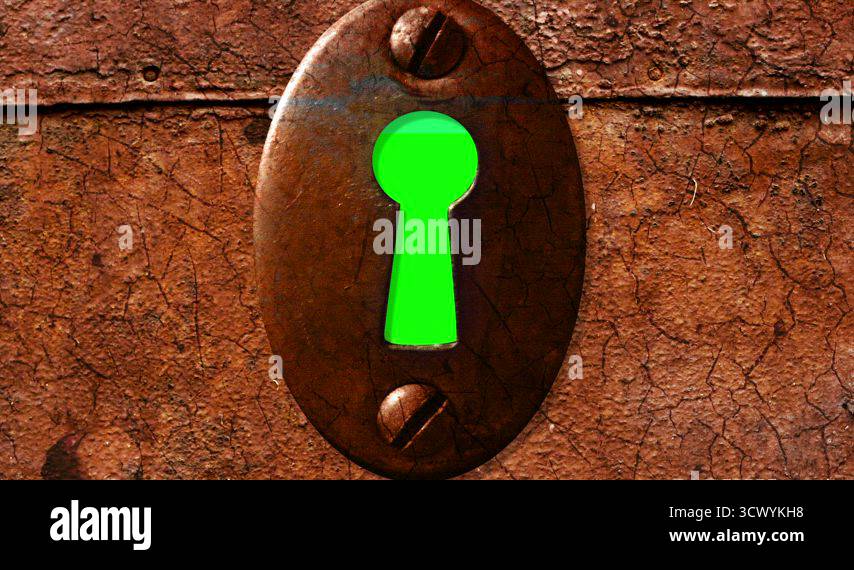key hole with green screen from outside. Zoom in Stock Video Footage ...