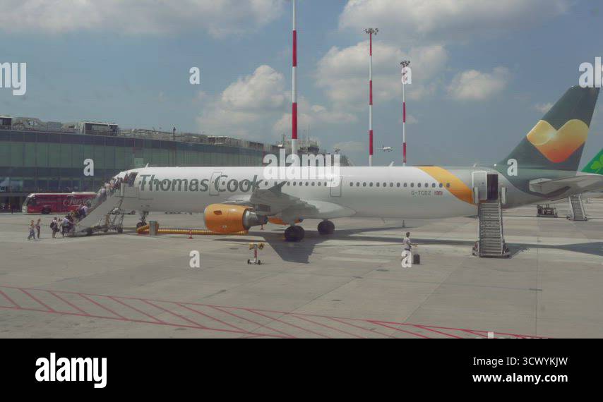 Thomas Cook Airbus A 321 taxied on Naples, Italy airport runway tarmac ...