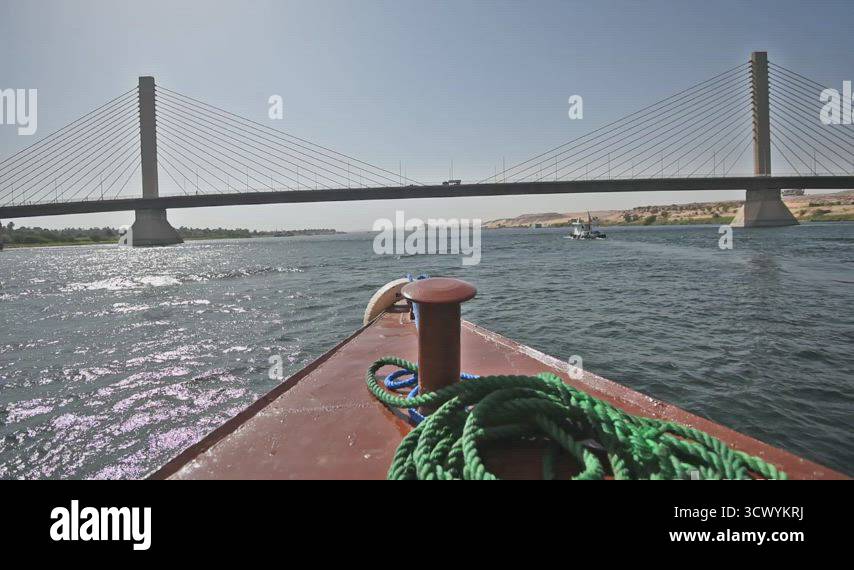 Large cable stayed road bridge over large river Stock Video Footage - Alamy