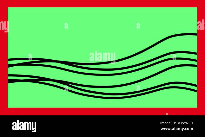 animation of black Line wave on green screen with red frame Stock Video ...