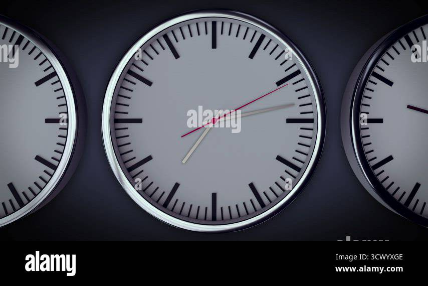 World clocks in random time Stock Video Footage - Alamy