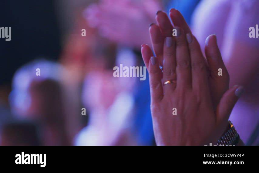 Hands with the crowd. People applause at the party Stock Video Footage ...