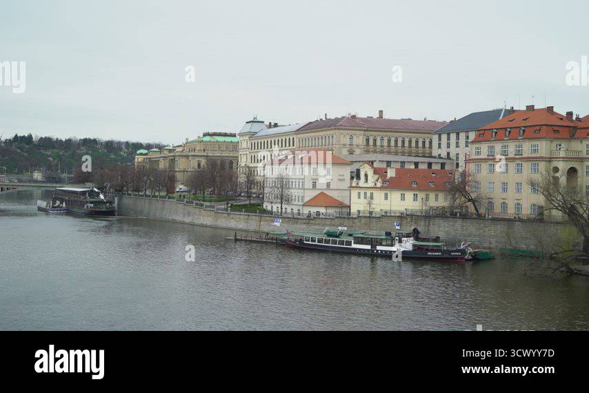 PRAGUE, CZECH REPUBLIC - MARCH 26, 2019: View on Vltava river and ...