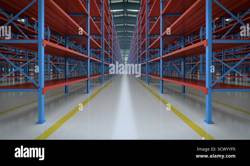 Empty warehouse looping animation Stock Video Footage - Alamy