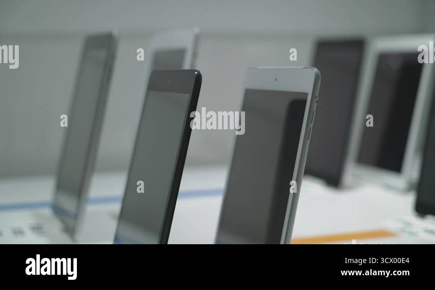 Tablets at showcase Stock Video Footage - Alamy