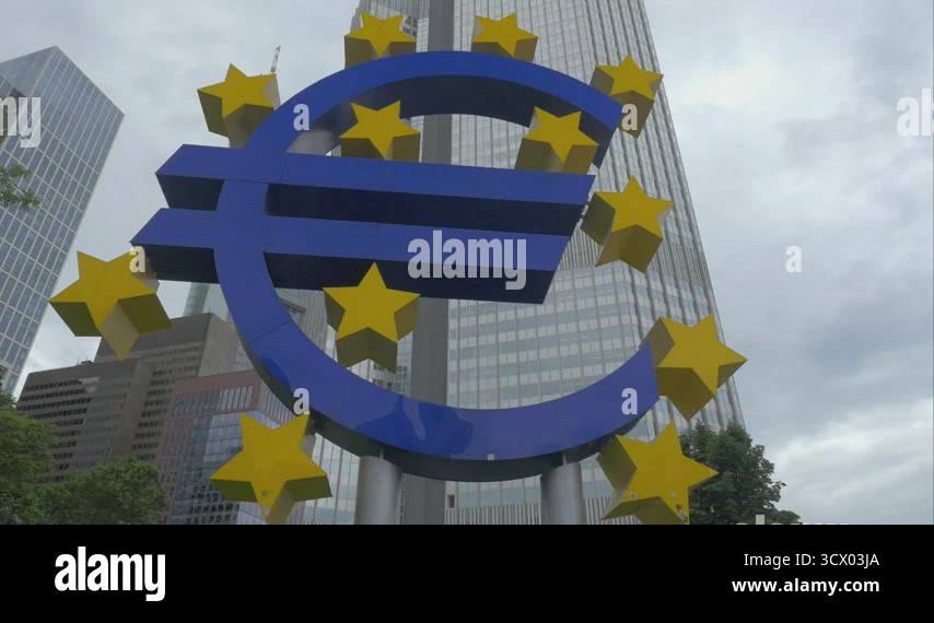 Euro symbol at Eurotower in Frankfurt, Germany Stock Video Footage - Alamy