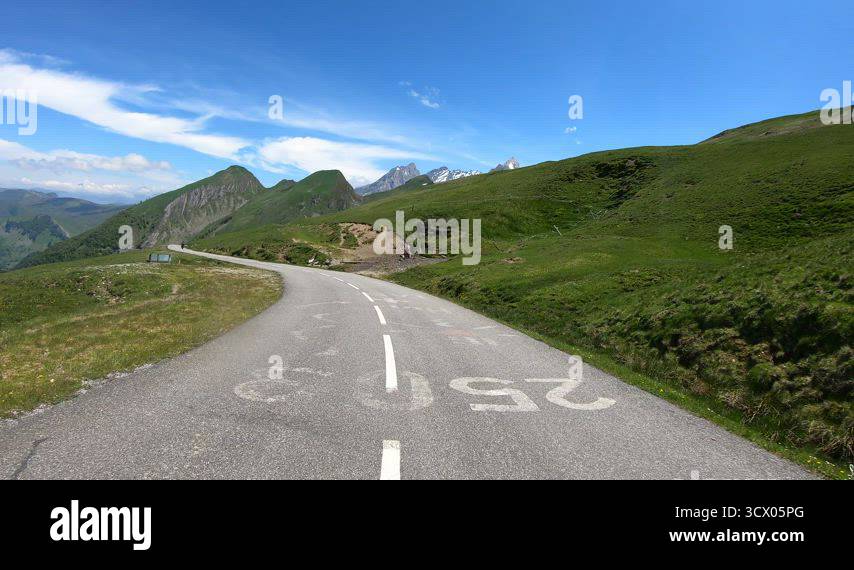 on the road to col d'Aubisque in french Pyrenees mountains Stock Video ...