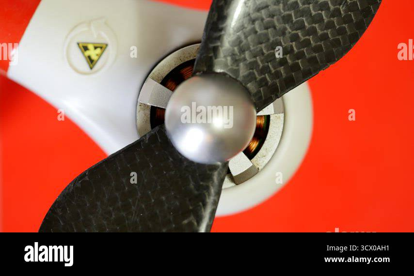 Brushless motor spinning with a carbon fibre propeller. Brushless DC ...