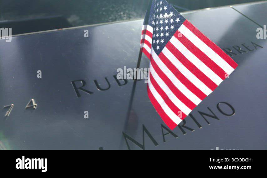 Names of the victims at the Twin Towers memorial Stock Video Footage ...