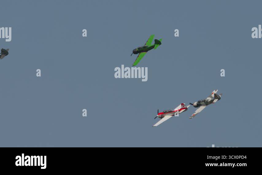 Sport planes Yakovlev family performance group aerobatic flight Stock ...