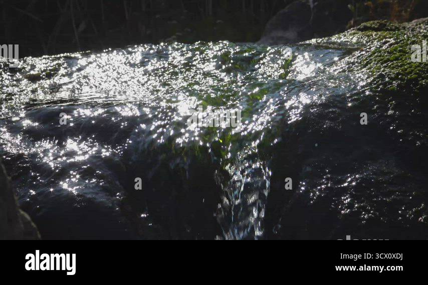 Fresh water flows. Algae in fast flowing water. Flowing water Stock ...