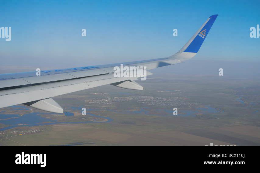 Aerial view from descending airplane Stock Video Footage - Alamy
