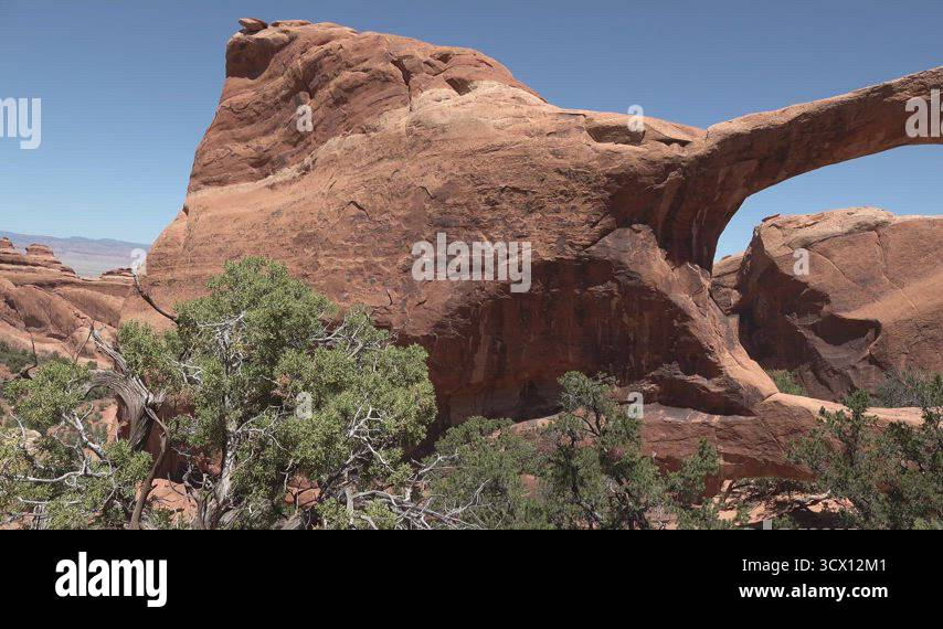 Oblique view of Double O Arch. Arches National Park, Utah, MOAB, USA ...