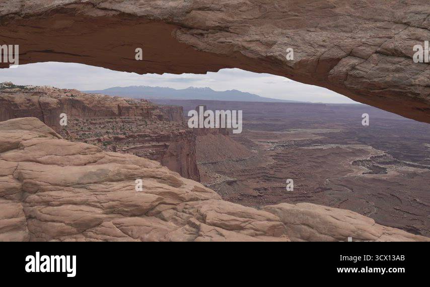 View from Mesa Arch in Canyonlands National Park near Moab, Utah, USA ...