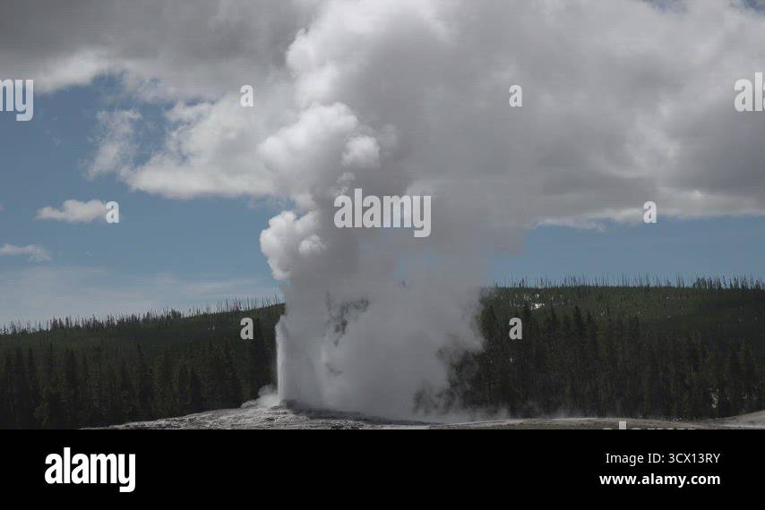 Geyser erupts in Yellowstone National Park in Wyoming, USA Stock Video ...