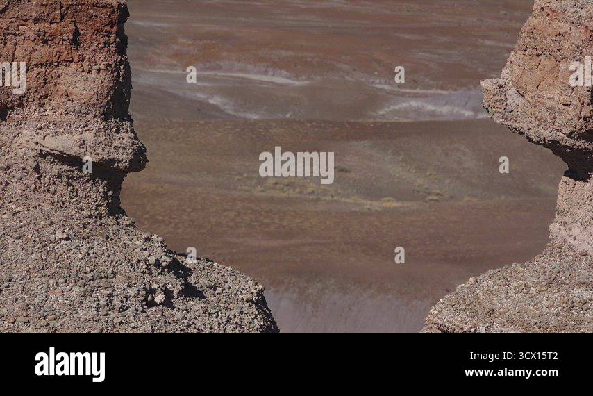 The Painted Desert on a sunny day. Stone formations blurred by water ...