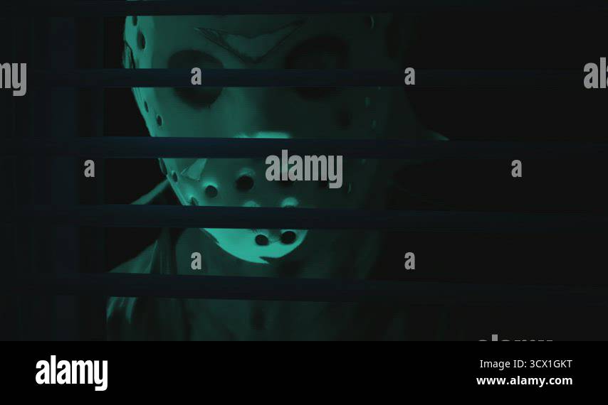 Animation in hologram style - Horror Zombie behind of window shutter ...