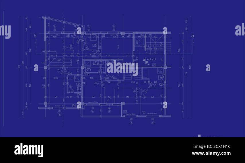3d animation of Blueprint House Plan Stock Video Footage - Alamy