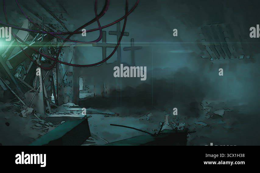 Animation in cartoon style Of Radioactive Zone - Post Apocalyptic Scene ...