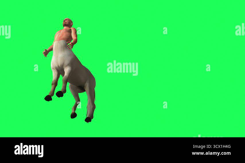 3D Rendering Animation Of Male Centaur Half Horse Half Man on green ...