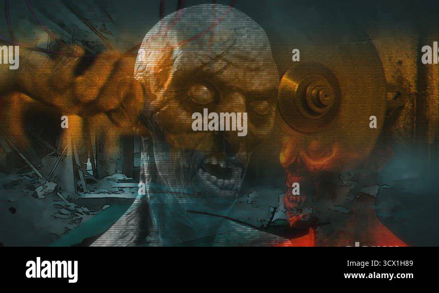 Animation in hologram style - Horror Zombie with Effects, mixed media ...