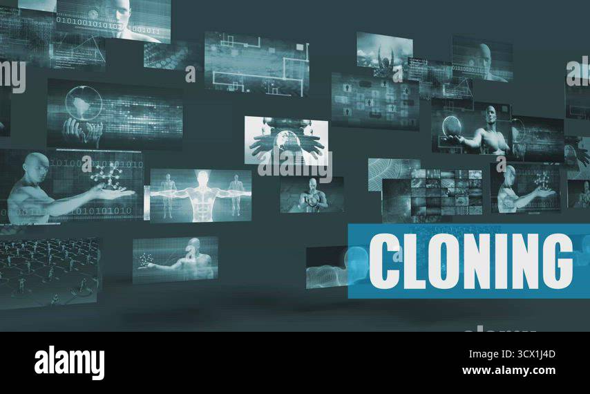 Cloning Science with Moving Screens Video Wall Background Looping Stock ...