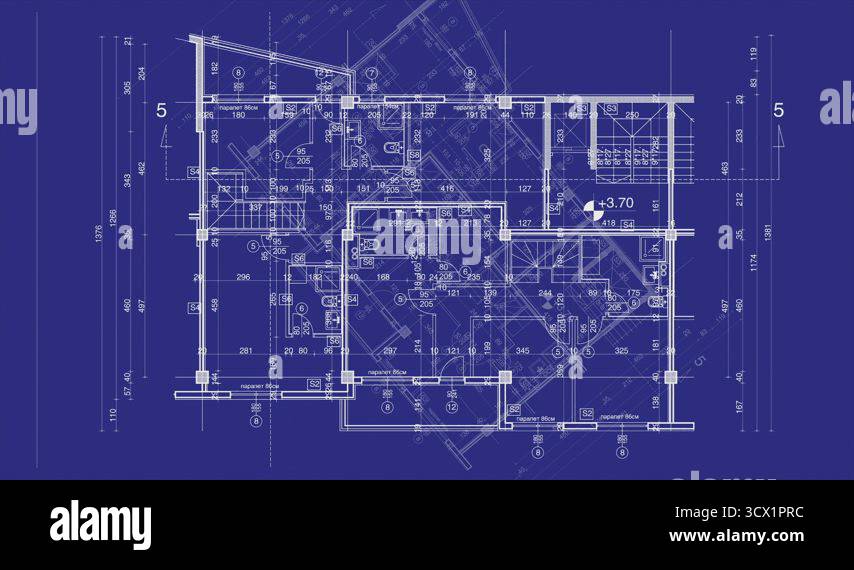 Abstract architecture background. Blueprint house plan with sketch on ...