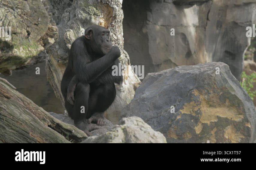 Chimp looking for insects in its hair Stock Video Footage - Alamy