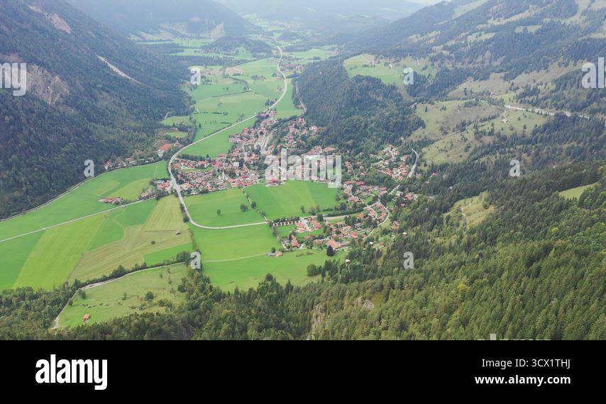 Bayrischzell municipality aerial view, with a view of Osterhofen town ...