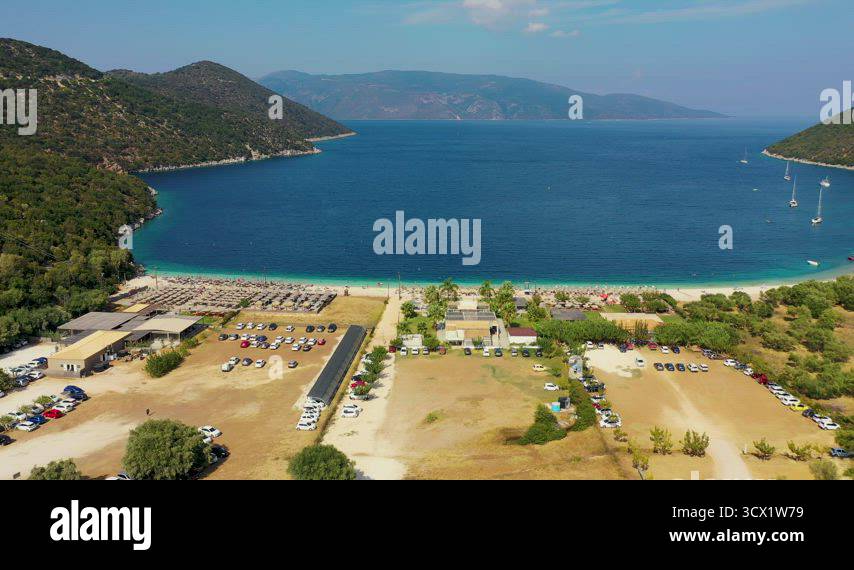 Beautiful crystal clear azure water at Antisamos beach on Kefalonia ...