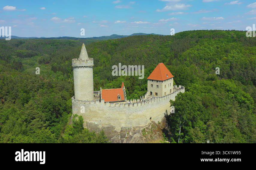Aerial view of medieval castle Kokorin nearby Prague in Czechia ...